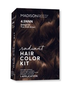 madison reed radiant hair color kit, dark brown for 100% coverage of resistant gray hair, ammonia-free, 4.5nnn barletta brown, permanent hair dye, pack of 1