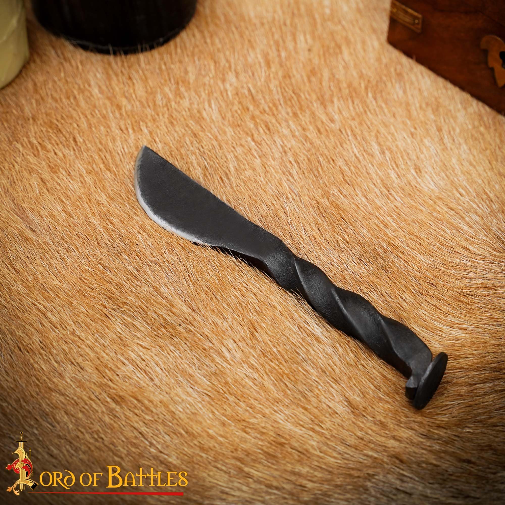 Lord of Battles Medieval Knife Camping Spike Knife Hand Forged Iron Twisted Handle Functional Medieval Knife Perfect for Historical Reenactments, Camping & Outdoor Activities