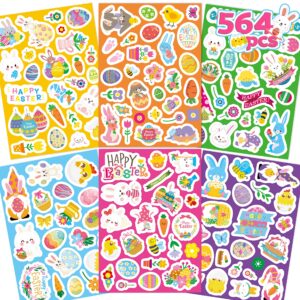 joy bang 564 pcs easter stickers for kids, easter stickers with eggs bunny, happy easter stickers bulk for toddlers, easter stickers for cards envelopes, easter party supplies favors