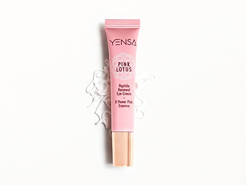 YENSA Pink Lotus Peptide Renewal Eye Cream | Under Eye Korean Superfood Cream for Dark Circles, Sensitive Skin, Puffiness (15 mL)