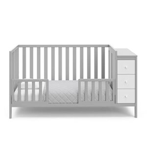 Storkcraft Malibu Customizable Convertible Crib (Pebble Gray with White) – GREENGUARD Gold Certified, Crib with Storage Drawers, Converts to Toddler Bed, Fits Standard Full-Size Crib Mattress