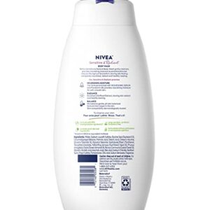 NIVEA Sensitive and Radiant Body Wash with Nourishing Serum, Provitamin B5 and Pearl Extract, 20 Fl Oz Bottles, 3 Count (Pack of 1)