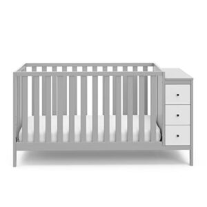 Storkcraft Malibu Customizable Convertible Crib (Pebble Gray with White) – GREENGUARD Gold Certified, Crib with Storage Drawers, Converts to Toddler Bed, Fits Standard Full-Size Crib Mattress