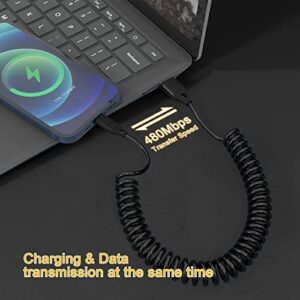 Coiled Lightning Cable Apple Carplay & MFi Certified, Retractable iPhone Charger with Data Transmission, Short iPhone Charger Cord for iPhone/Pad/Pod