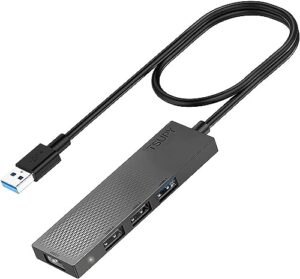 usb hub, tsupy 4 usb port hub with 2.1ft extension long cable usb splitter usb expander 3.0 ultra slim multiport extender for laptop, desktop, computer pc, flash drive, hdd