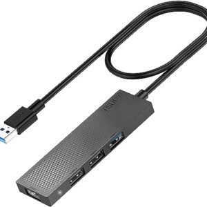 USB Hub, TSUPY 4 USB Port Hub with 2.1ft Extension Long Cable USB Splitter USB Expander 3.0 Ultra Slim Multiport Extender for Laptop, Desktop, Computer PC, Flash Drive, HDD