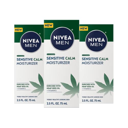 NIVEA MEN Sensitive Calm Moisturizer with Hemp Seed Oil and Vitamin E, 3 Pack of 2.5 Fl Oz Tubes