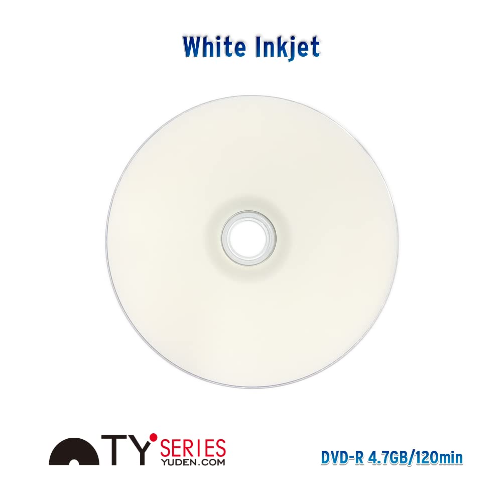 PlexDisc TY Series DVD-R 16X 4.7GB White Inkjet Hub Printable Blank Discs – 50 Pack Cake Box (FFP), Writable and Recordable Media for Data, Video, and Audio