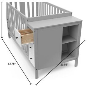 Storkcraft Malibu Customizable Convertible Crib (Pebble Gray with White) – GREENGUARD Gold Certified, Crib with Storage Drawers, Converts to Toddler Bed, Fits Standard Full-Size Crib Mattress