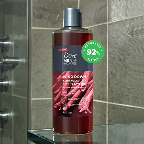 DOVE MEN + CARE Face + Body Wash For Men Wind Down Ashwagandha + White Lavender 18 oz 4 Count