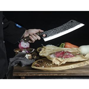 XYJ 12" Extra Long Chef Knife Set 4pcs - Full Tang Butcher Slaughter Breaking Knives For Brisket Turkey BBQ Vegetable Roast Meat Carving - Include Honing Steel Mini Knife And Whetstone