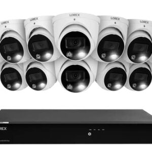 Lorex N4K3SD-1612WD-2 Lorex Fusion 4K 16-Channel 3TB Wired NVR System with 12 E893DD Smart Deterrence Dome Security Cameras