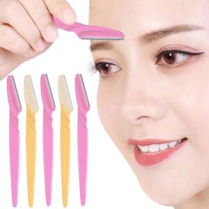 eyebrow razor,eyebrow hair trimmers,eyebrow razor shaver blade, eye brow shaper face razor facial hair remover tools,24pcs,(pink+blue+yellow+black),travel essentials