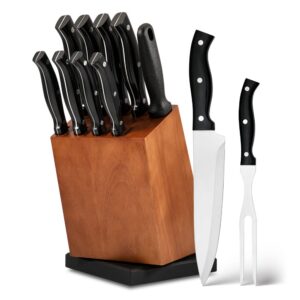 knife set, 10 pieces chef knife set with block for kitchen, high carbon stainless steel chef knife set, ultra sharp, not easy to rust, easy to clean