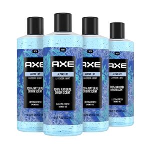 axe body wash for men alpine lift, skin care with 100% natural origin scent and plant based ingredients 18 oz, 4 count