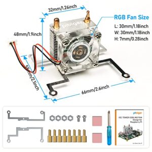 Pibiger Raspberry Pi 4 Cooling Fan Ice Tower Cooler CPU Heatsink Kit for Raspberry Pi 4 Model B Compatible with Raspberry Pi 3B+, Pi 3B