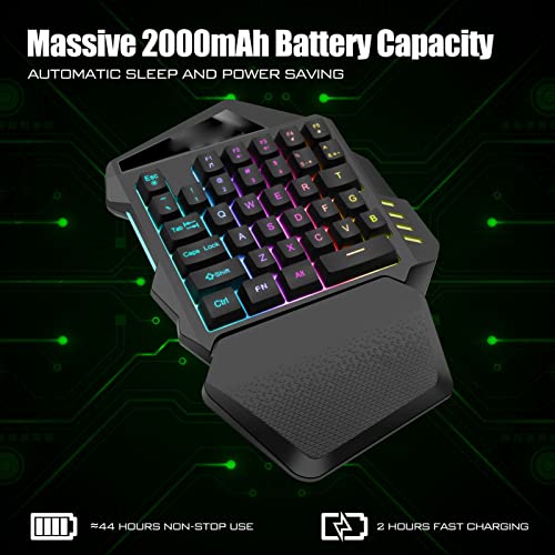 Shanrya One Handed Gaming Keyboard, 32 Million Keystrokes 35 Keys Gaming Keyboard for Computer