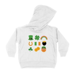 st. patrick's day icons kids hoodie sweatshirt toddler 2t white