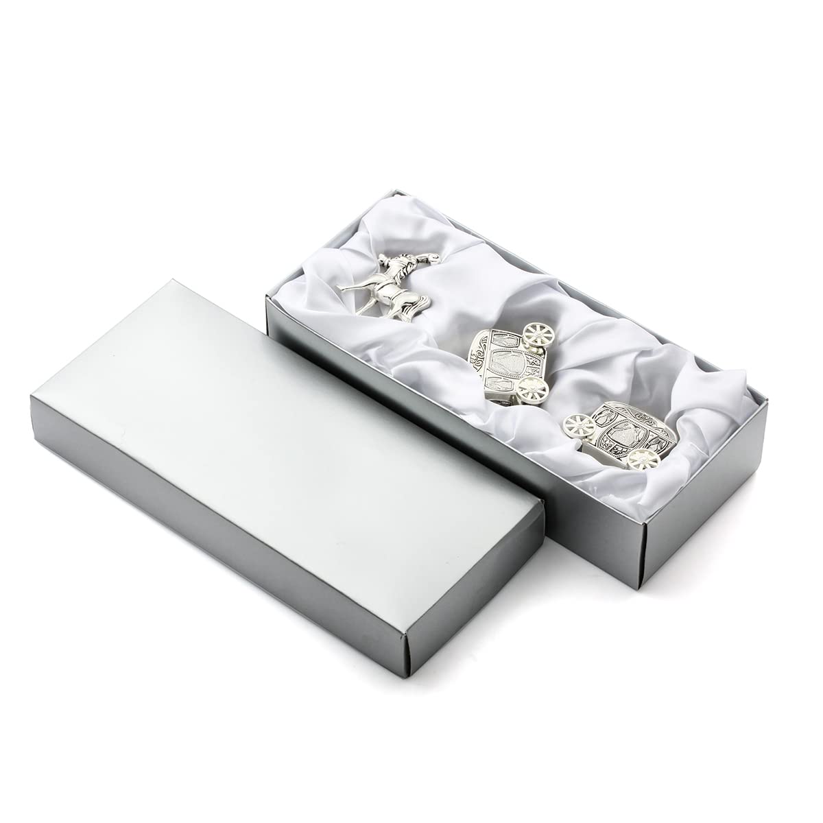 Unisaches Silver Plated My First Tooth & Curl Carriage Christening Present, 5.7 x 1.38x 2.17in