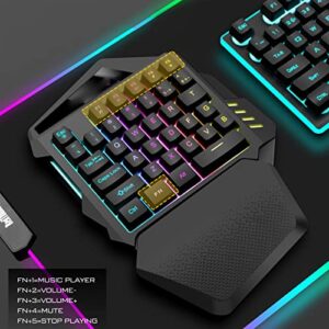 Shanrya One Handed Gaming Keyboard, 32 Million Keystrokes 35 Keys Gaming Keyboard for Computer