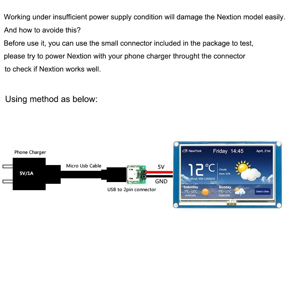 Ferwooh Nextion 3.5'' Display NX4832T035 Resistive Touch Screen + 5.0" NX4832T050 HMI TFT LCD Module