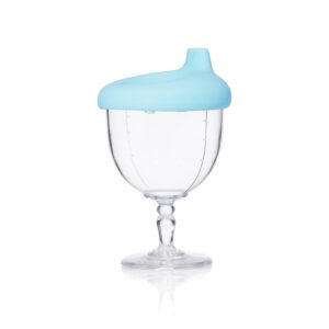 in-cog-neato winey baby champagne sippy cup wine glass bottle goblet for all kids silicone lid unbreakable dishwasher safe (blue)