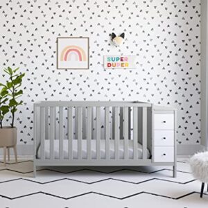 Storkcraft Malibu Customizable Convertible Crib (Pebble Gray with White) – GREENGUARD Gold Certified, Crib with Storage Drawers, Converts to Toddler Bed, Fits Standard Full-Size Crib Mattress