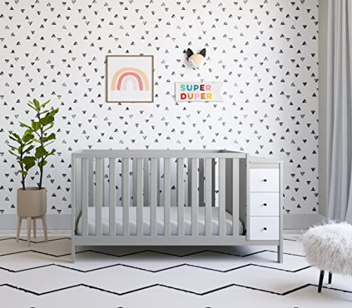 Storkcraft Malibu Customizable Convertible Crib (Pebble Gray with White) – GREENGUARD Gold Certified, Crib with Storage Drawers, Converts to Toddler Bed, Fits Standard Full-Size Crib Mattress