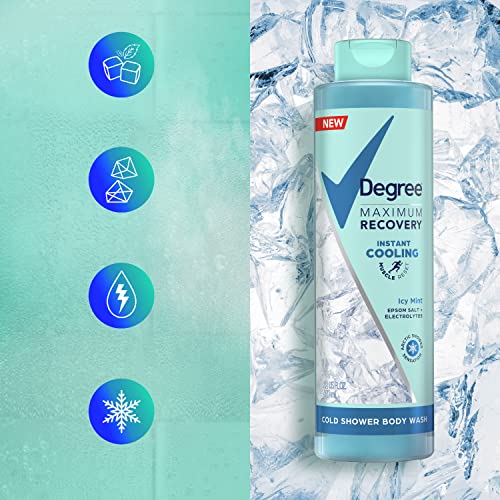 Degree Body Wash and Soak Post-Workout Recovery Skincare Routine ICY Mint + Epsom Salt + Electrolytes Bath and Body Product 22 oz 4 Count