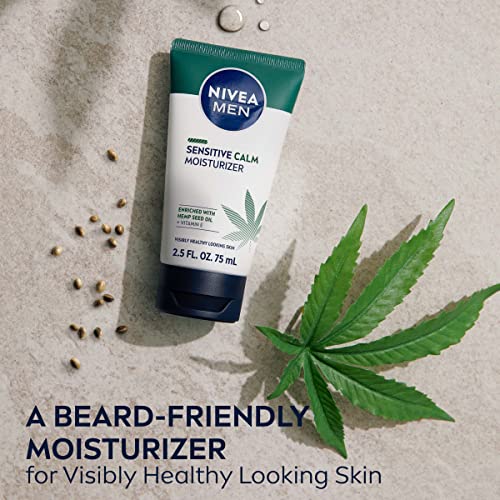 NIVEA MEN Sensitive Calm Moisturizer with Hemp Seed Oil and Vitamin E, 3 Pack of 2.5 Fl Oz Tubes