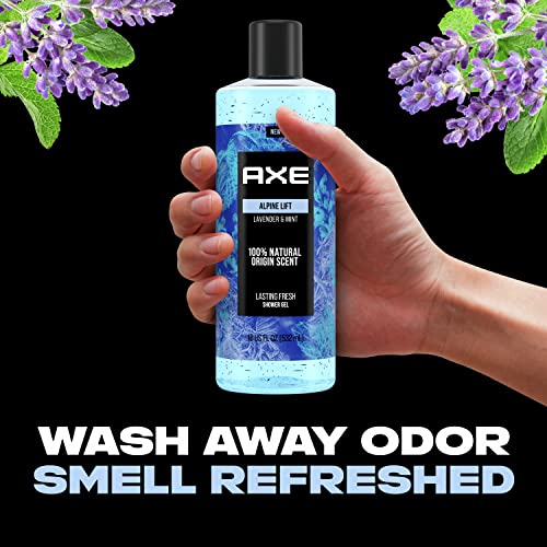 AXE Body Wash For Men Alpine Lift, Skin Care with 100% Natural origin scent and Plant Based Ingredients 18 oz, 4 Count