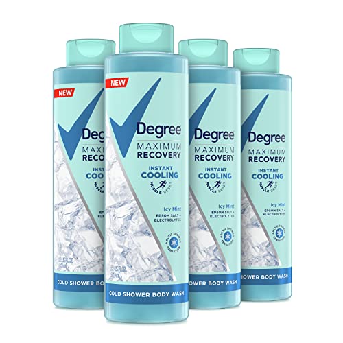 Degree Body Wash and Soak Post-Workout Recovery Skincare Routine ICY Mint + Epsom Salt + Electrolytes Bath and Body Product 22 oz 4 Count