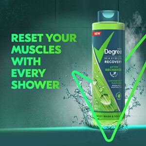 Degree Men Body Wash and Soak For Post-Workout Recovery Skincare Routine Lemongrass and Eucalyptus + Epsom Salt + Electrolytes Bath and Body Product, 22 FL Oz (Pack of 4)