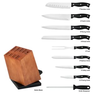 Knife Set, 10 Pieces Chef Knife Set with Block for Kitchen, High Carbon Stainless Steel Chef knife set, Ultra Sharp, Not easy to rust, Easy to clean