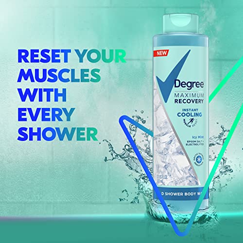 Degree Body Wash and Soak Post-Workout Recovery Skincare Routine ICY Mint + Epsom Salt + Electrolytes Bath and Body Product 22 oz 4 Count