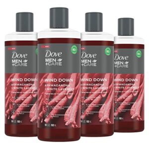 dove men + care face + body wash for men wind down ashwagandha + white lavender 18 oz 4 count