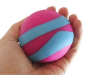 1 striped sand filled stress ball - moldable ball with granular filling - heavy sensory, stress, squeeze fidget toy adhd special needs soothing (random color)