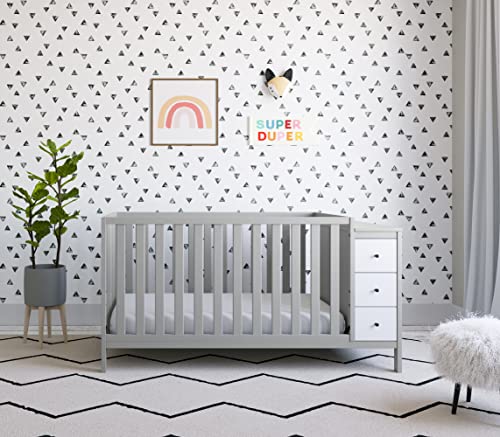 Storkcraft Malibu Customizable Convertible Crib (Pebble Gray with White) – GREENGUARD Gold Certified, Crib with Storage Drawers, Converts to Toddler Bed, Fits Standard Full-Size Crib Mattress