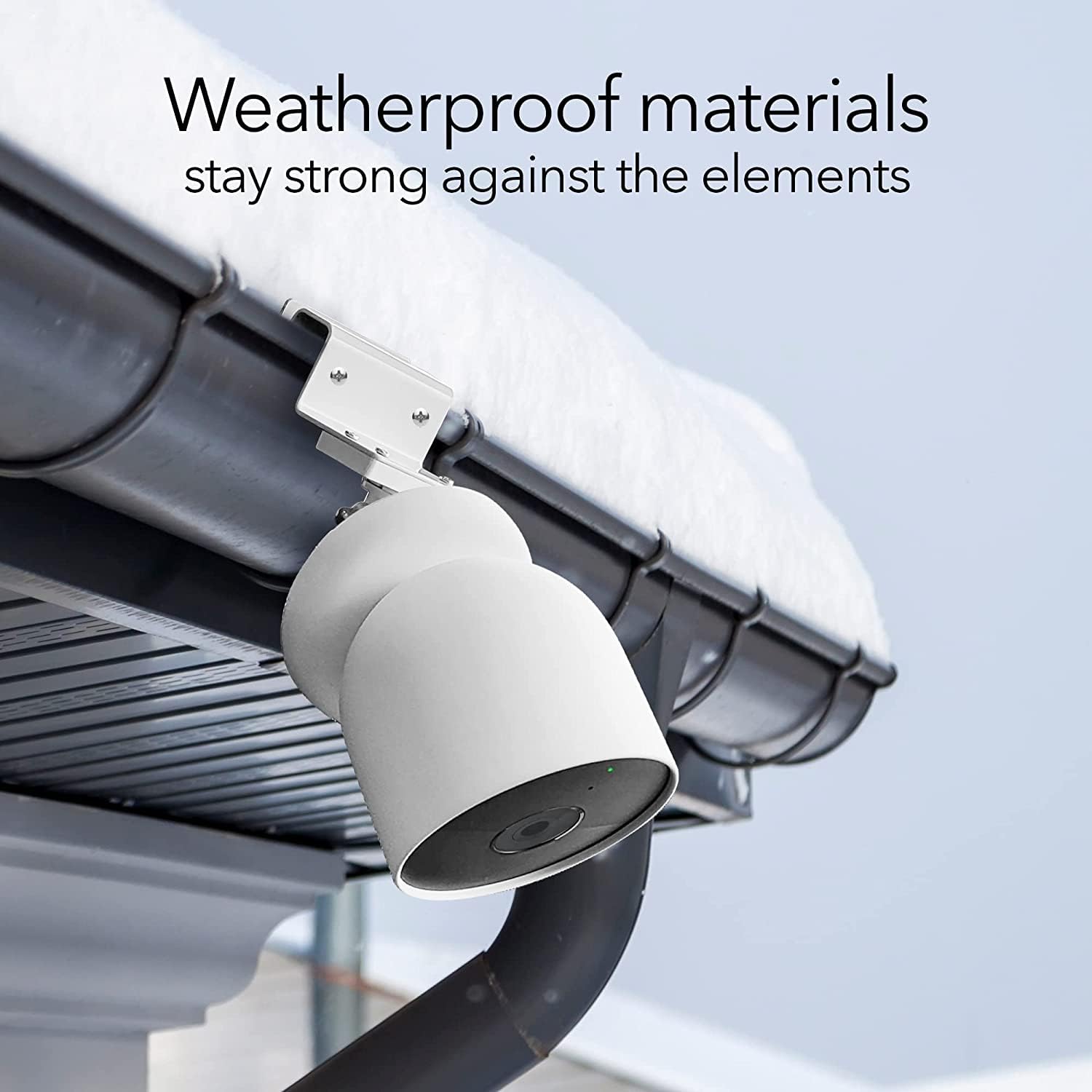 Wasserstein Weatherproof Gutter Mount Compatible with Google Nest Cam (Battery) (White) - Flexible Mounting for Nest Cam