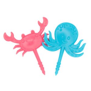 bapronbaby sea life foodie picks (2 pack - crab & octopus) - toddlers + preschoolers utensils - bpa free - dishwasher safe - self feeding - 18 months+