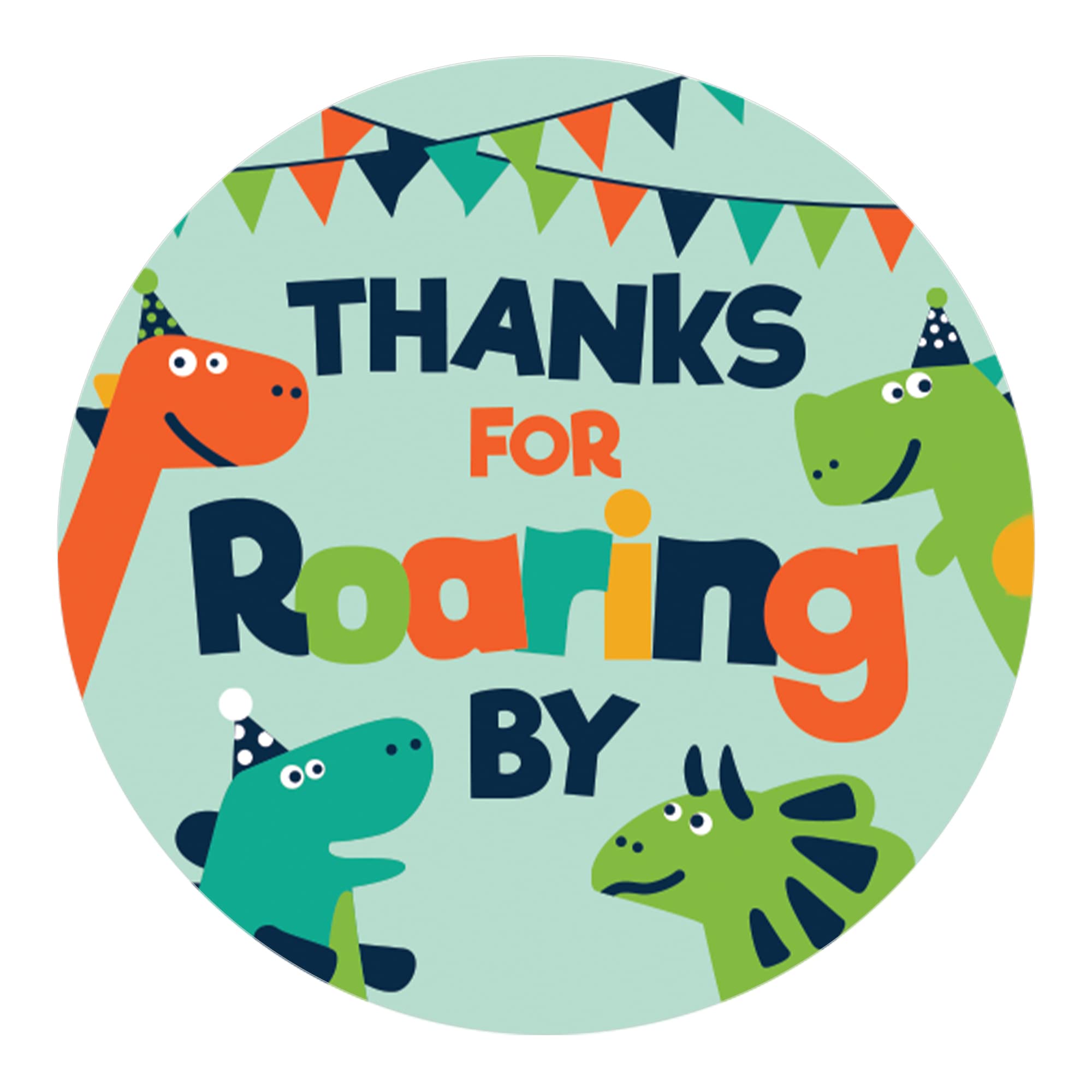 Dinosaur Birthday Party Thanks for Roaring by Thank You Stickers - Stomp, Chomp and Roar- 1.75 in. - 40 Labels