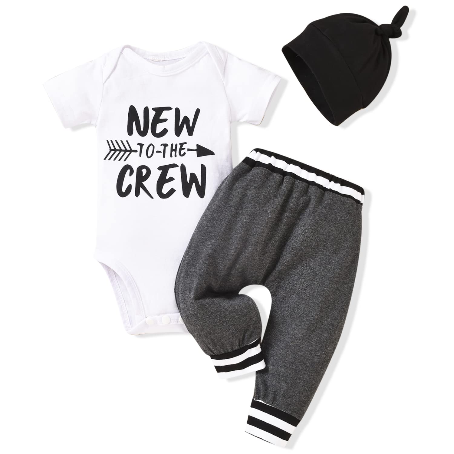 Baby Boy Clothes Infant Outfits Cotton Romper Bodysuit Pants Set Ain’t No Mama Letter Printing The One I Got Clothing Set Short Sleeve Black Outfits Set Baby Boys Spring Summer Outfits 6-12 Months