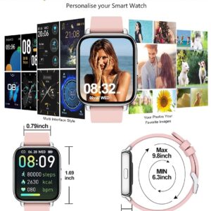 MuGo Smart Watch for Women, Fitness Watch 1.69" Touch Screen Smartwatch, Pedometer Watch with Heart Rate and Sleep Monitor, IP67 Waterproof Fit Watch, Activity Tracker Watch for iOS and Android Pink