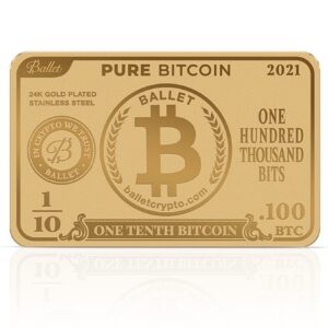 ballet pure bitcoin (0.1 btc) wallet, gold edition - physical cryptocurrency wallet, the easiest crypto cold storage wallet (single)