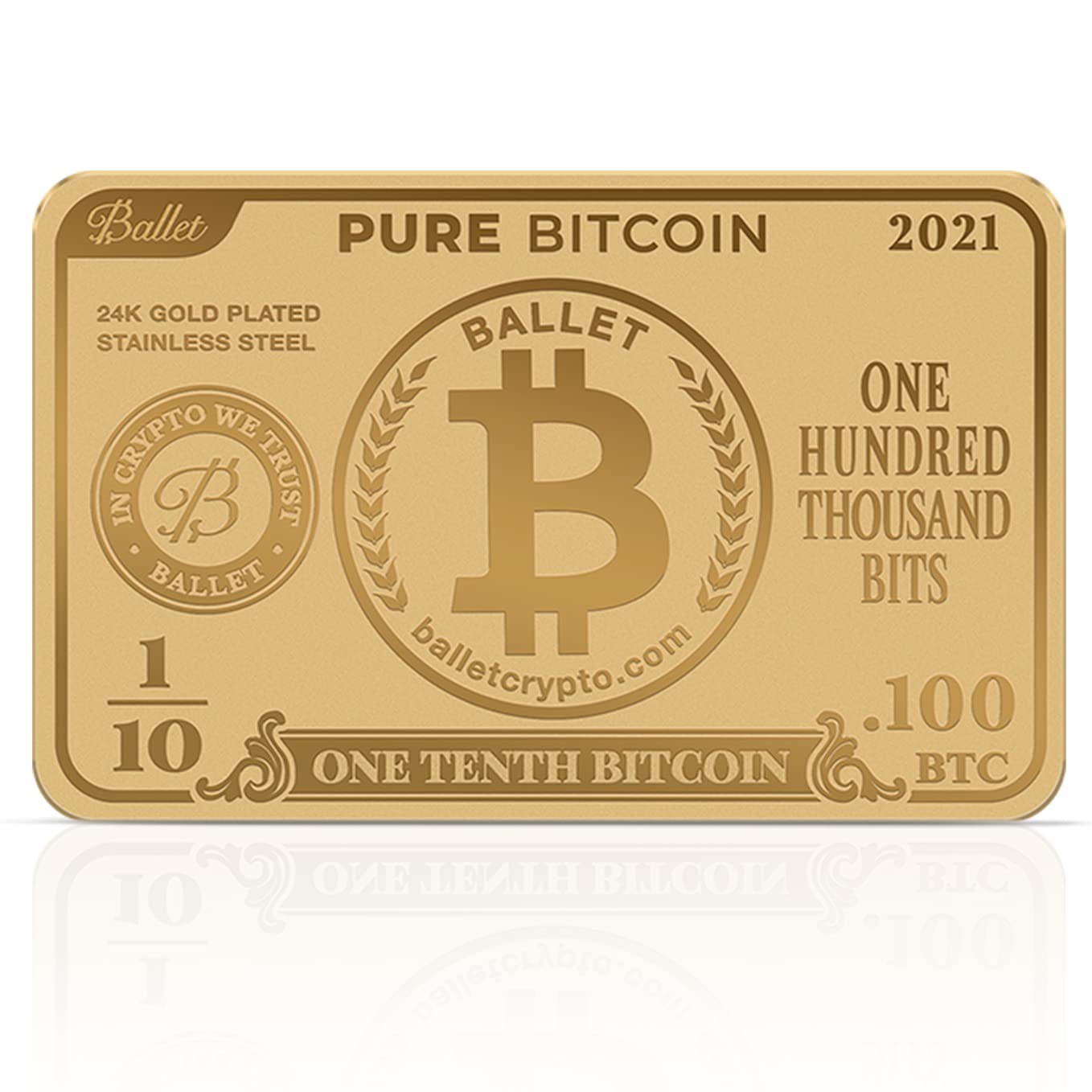 Ballet Pure Bitcoin (0.1 BTC) Wallet, Gold Edition - Physical Cryptocurrency Wallet, The Easiest Crypto Cold Storage Wallet (Single)