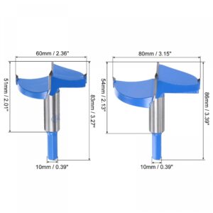 uxcell Tungsten Carbide Forstner Drill Bit Set 60mm 80mm, Woodworking Wood Hole Opener Hinge Hole Drilling Boring Bit Cutter