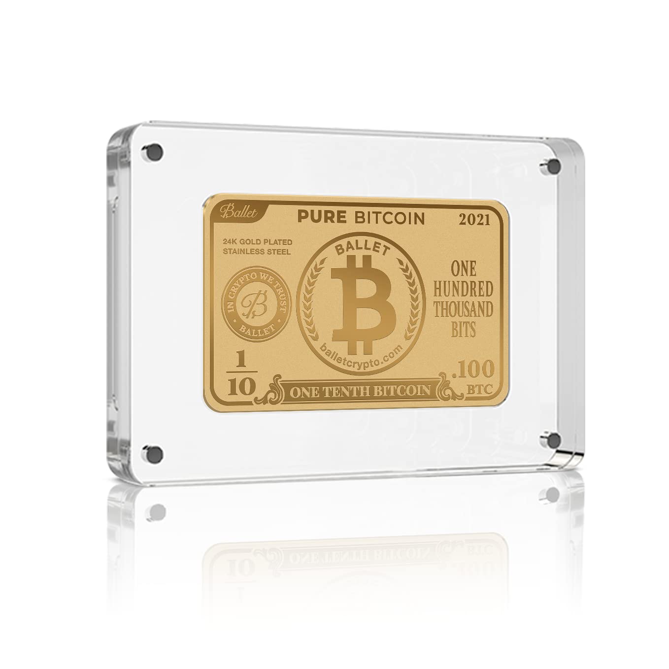 Ballet Pure Bitcoin (0.1 BTC) Wallet, Gold Edition - Physical Cryptocurrency Wallet, The Easiest Crypto Cold Storage Wallet (Single)