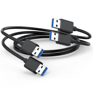 usb cable 6 ft 2-pack, usb 3.0 type-a to a cable 5gbps, usb a male to male cable double end usb cord compatible with hard drive enclosures, dvd player, laptop cooler and more