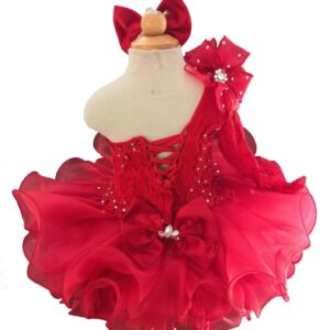 Jenniferwu G086 Infant Toddler Baby Newborn Little Girl's Pageant Party Birthday Dress RED Size 3T