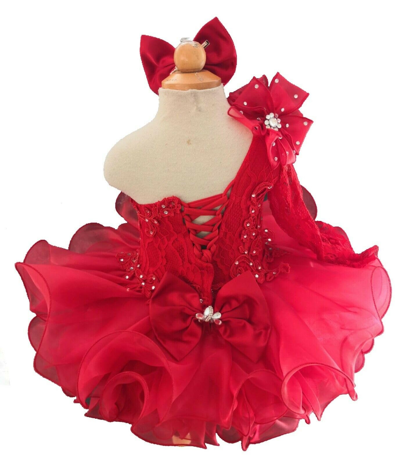 Jenniferwu G086 Infant Toddler Baby Newborn Little Girl's Pageant Party Birthday Dress RED Size 3T